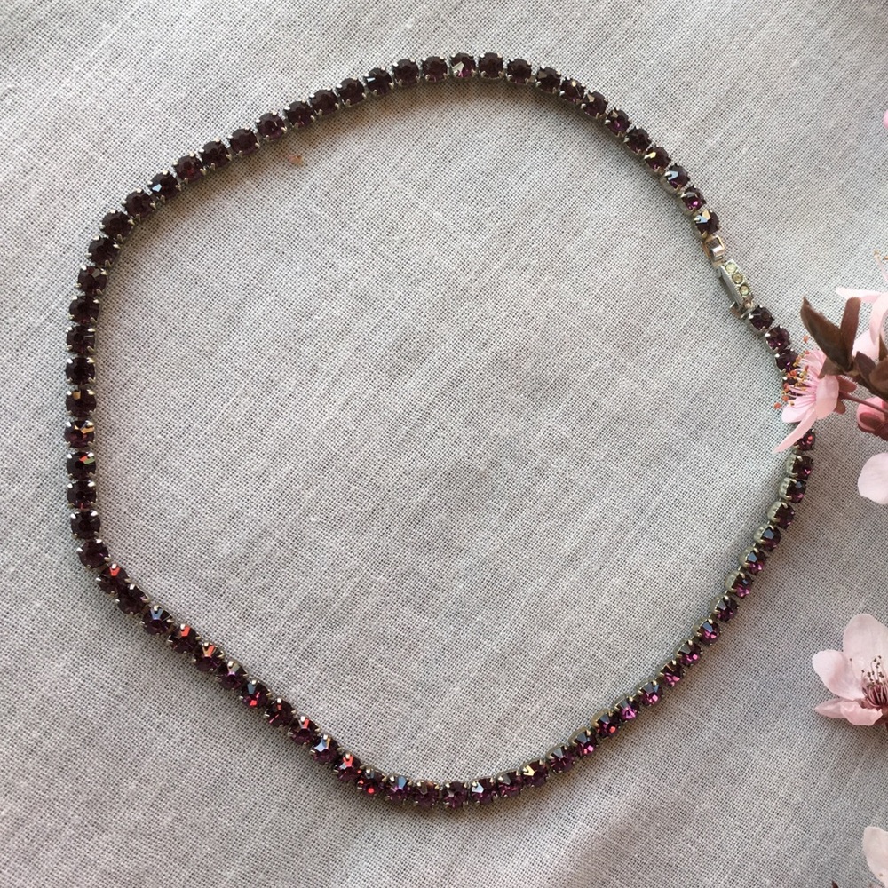 Vintage Kramer Purple Rhinestone Choker - Gem